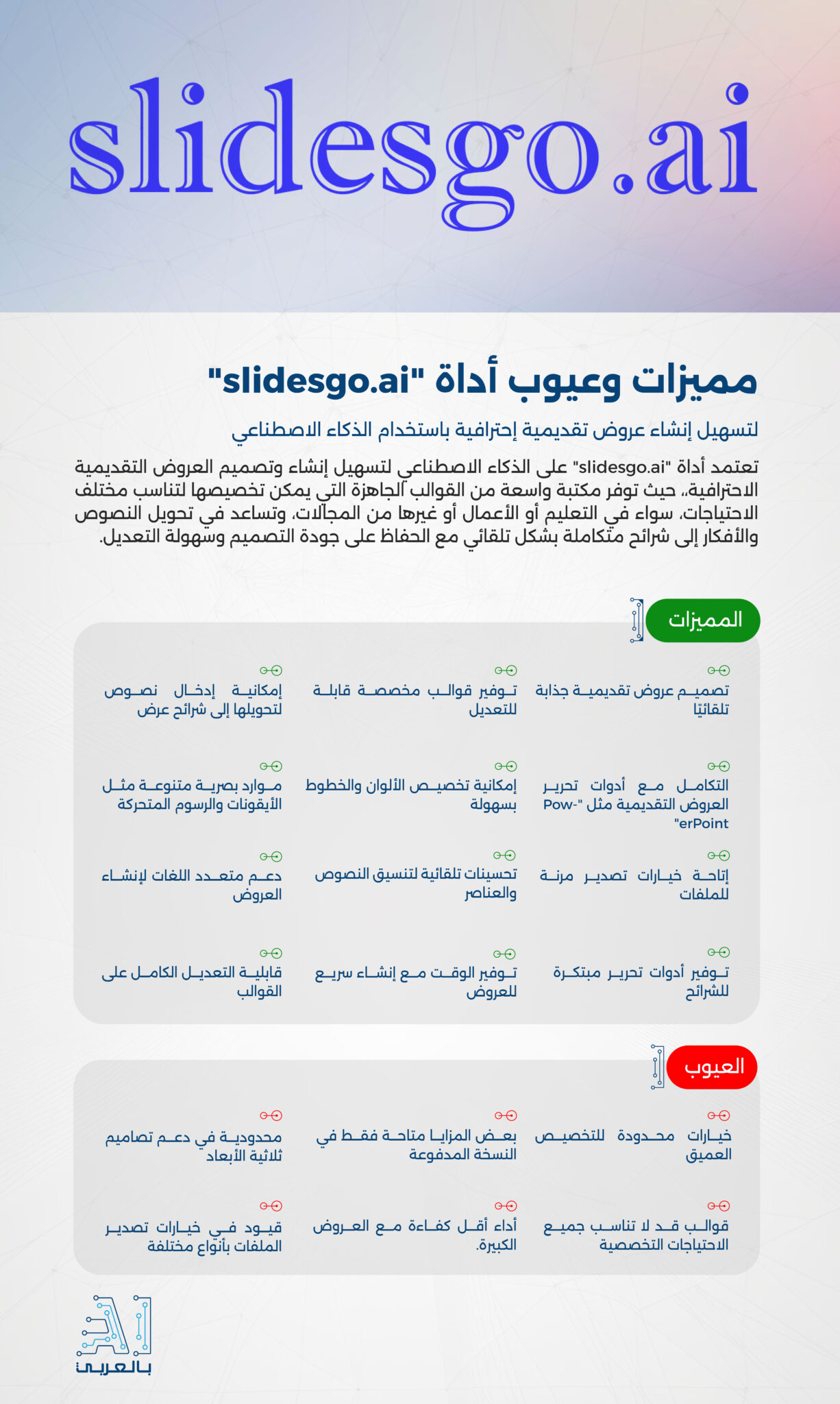 “slidesgo.ai” أداة مبتكرة لتسهيل إنشاء عروض تقديمية إحترافية باستخدام الذكاء الاصطناعي